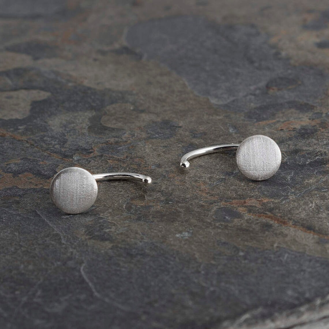 5mm Huger Hoops Flat Disc Hugging Hoops Tiny Earrings | Etsy
