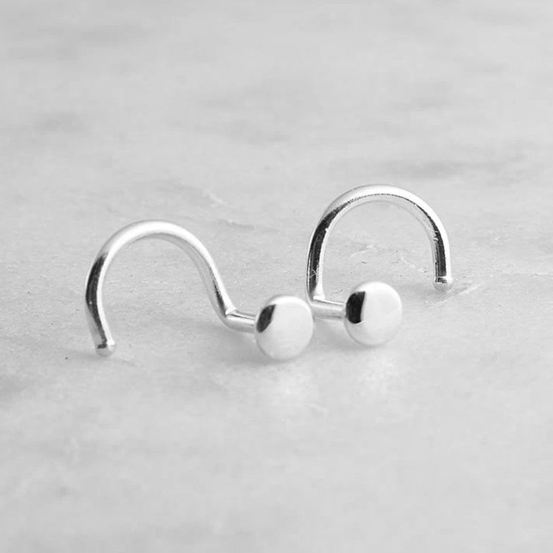 Nostril Twist Screw Piercing Nose Stud 20 Gauge 3mm Flat Disc Shiny ...