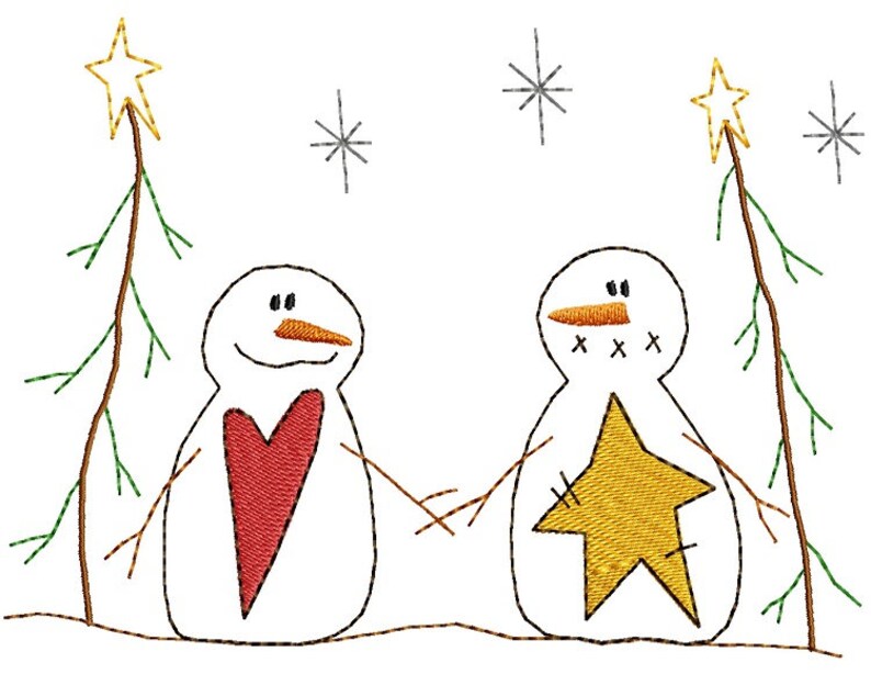 Chunky Snowmen Machine Embroidery Design - Etsy