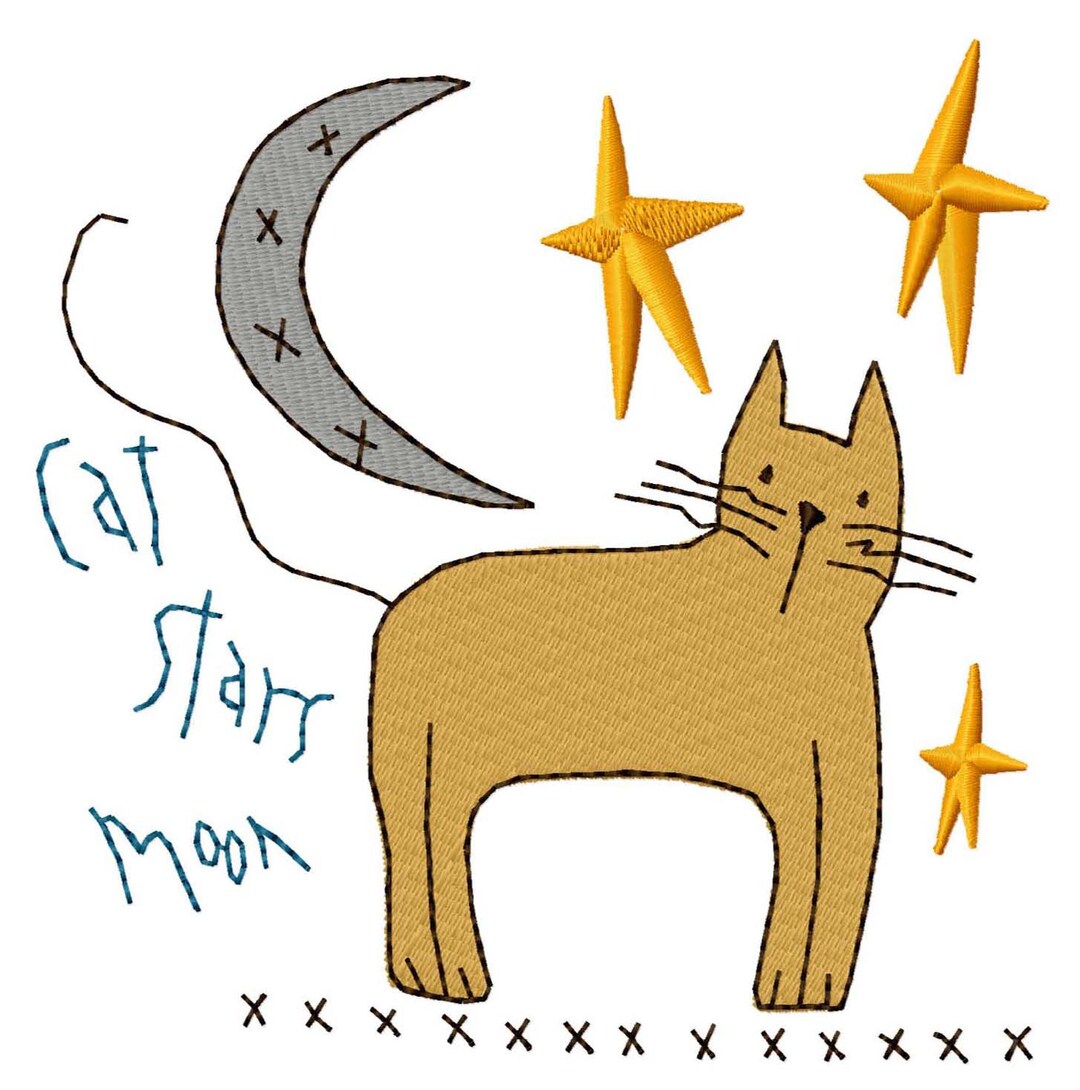 Cat Stars Moon Machine Embroidery Design - Etsy