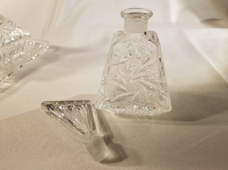 Antique Pinwheel Cut Crystal Vanity Set - Etsy