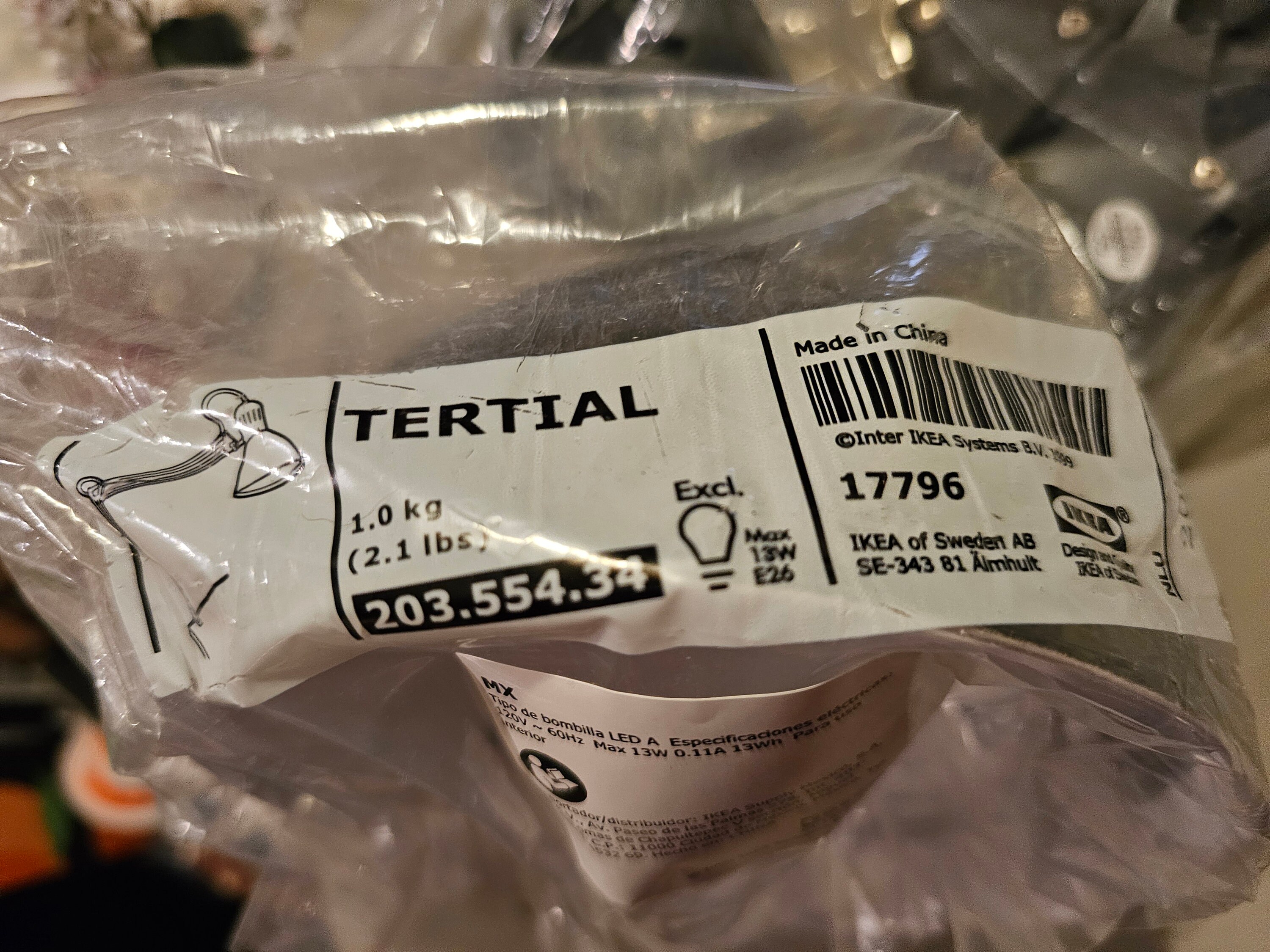 Ikea TERTIAL Clamp Lamp Adjustable Table Desk Work Light Office Dark ...