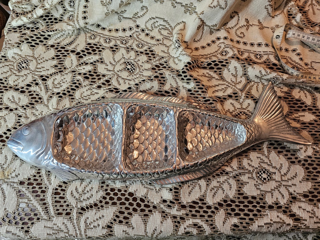 Vari Diseños Pewter Fish 19" 3 Sectional Serving Dish * 19" X 7 ...