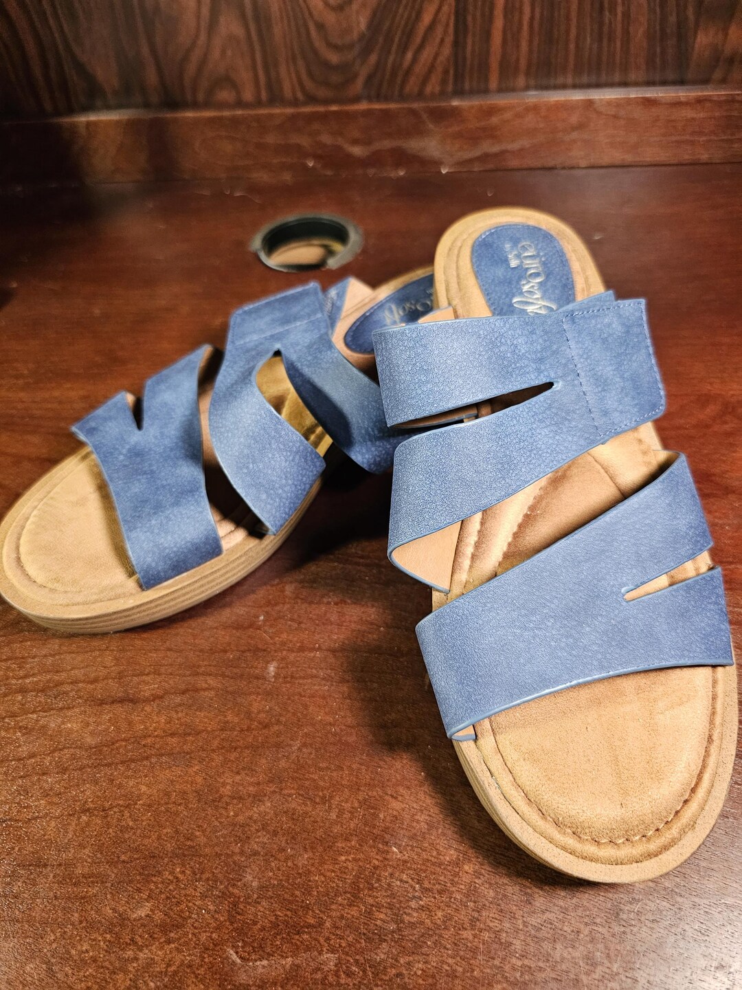 Eurosoft Women's Nadine Blue Suede Sandals Size 9M - Etsy