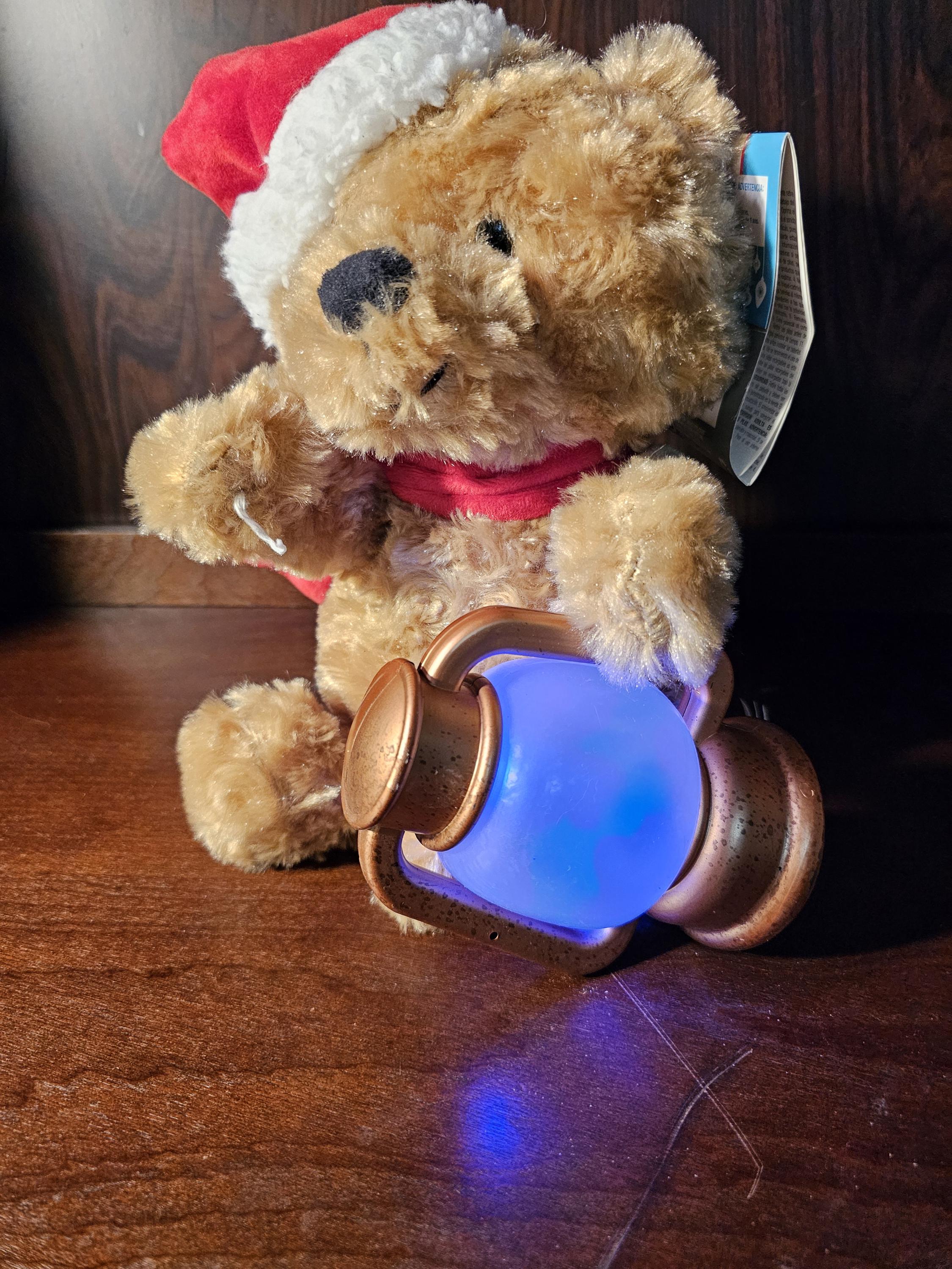 Gemmy Animated Light Show Bear Plush Santa Hat Lantern Color Changing ...