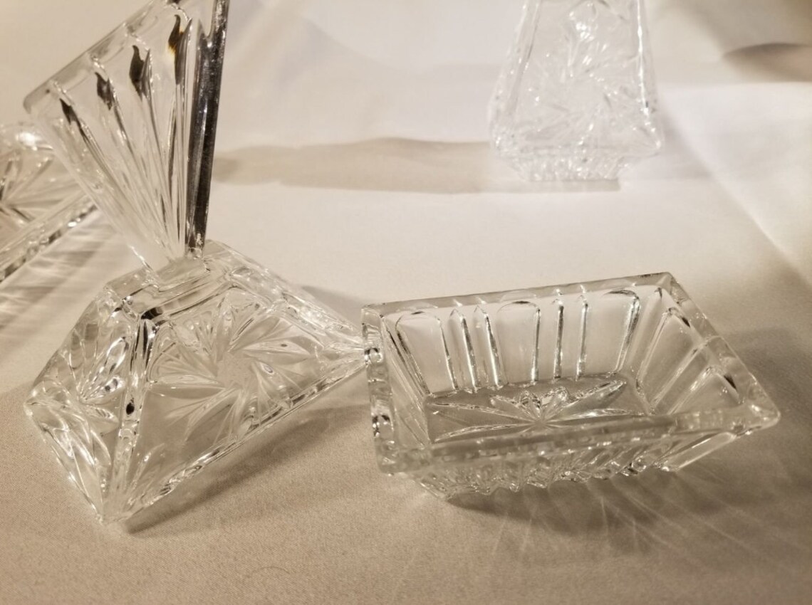 Antique Pinwheel Cut Crystal Vanity Set - Etsy