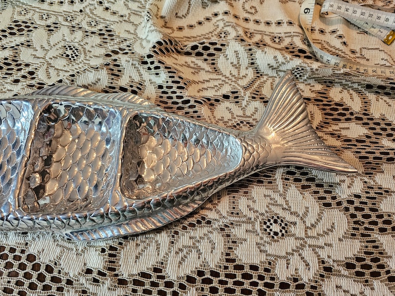Vari Diseños Pewter Fish 19" 3 Sectional Serving Dish * 19" X 7 ...