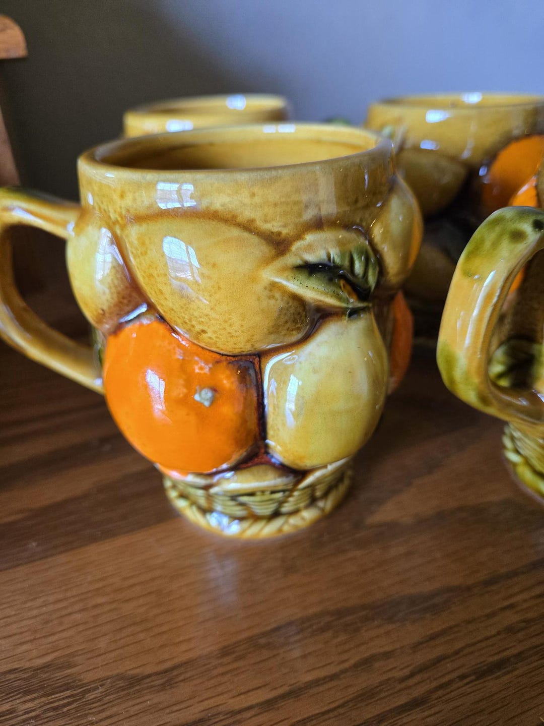 6 Vintage Inarco Japan E-3351 Orange Spice Coffee Cups Ceramic 4.5"t ...