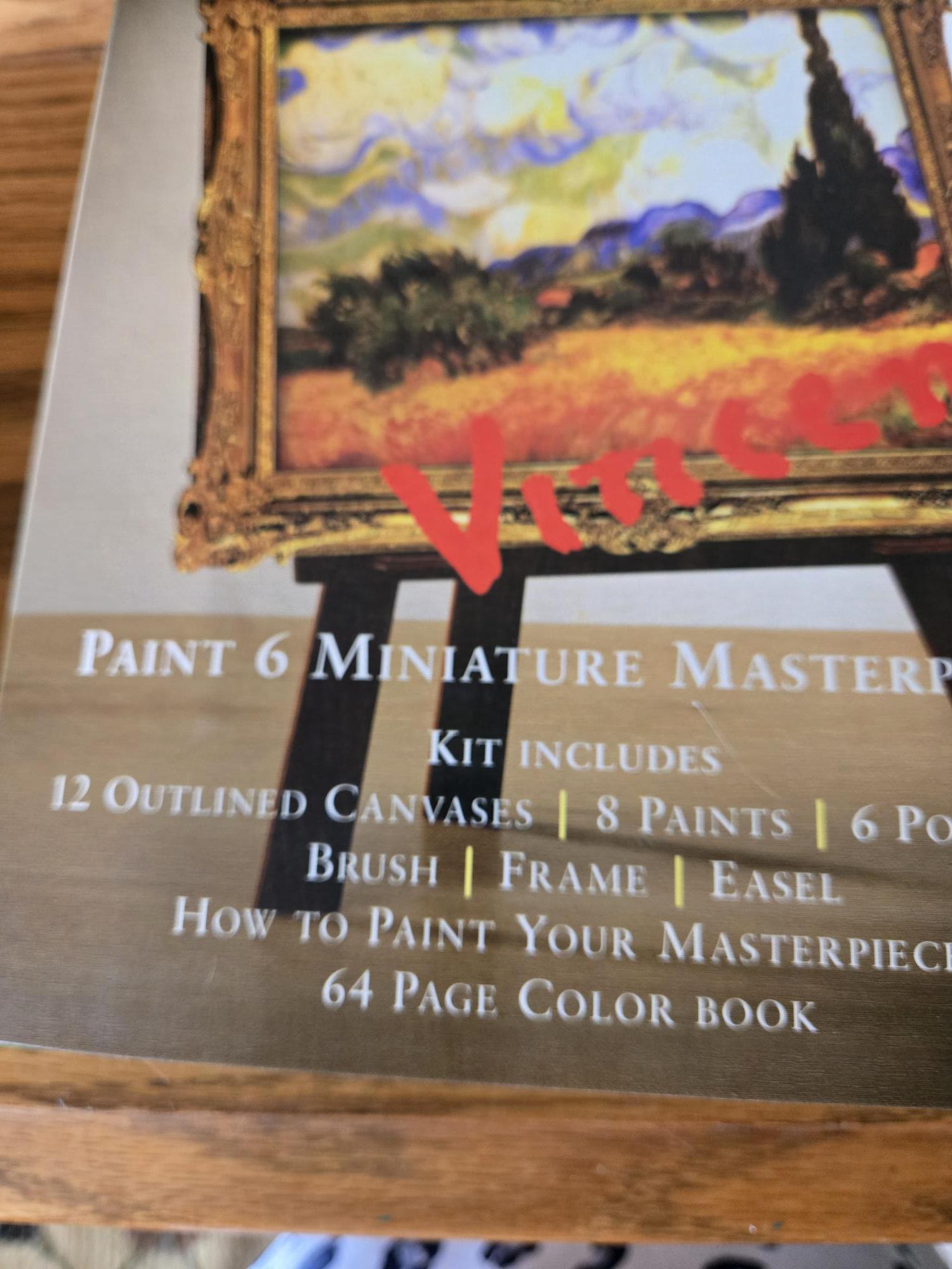 Miniature Masterpieces Van Gogh Paint Your Own Kit 6 Paintings Brush ...