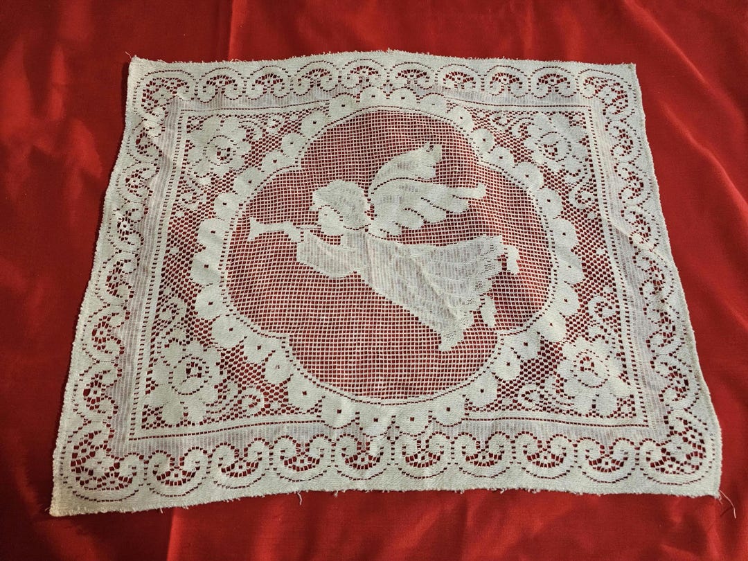 Vintage Quaker Lace Angel Table Rectangle 19"x15 - Etsy