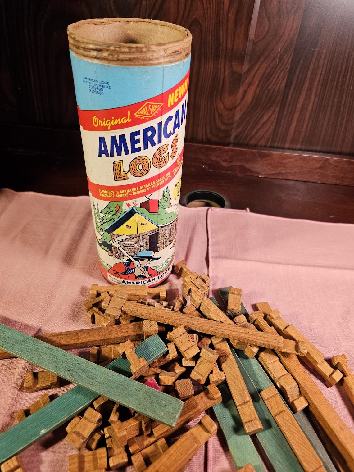 Vintage American Logs Hal-sam Original Hewn Senior Size 3/4 Wood Set No ...