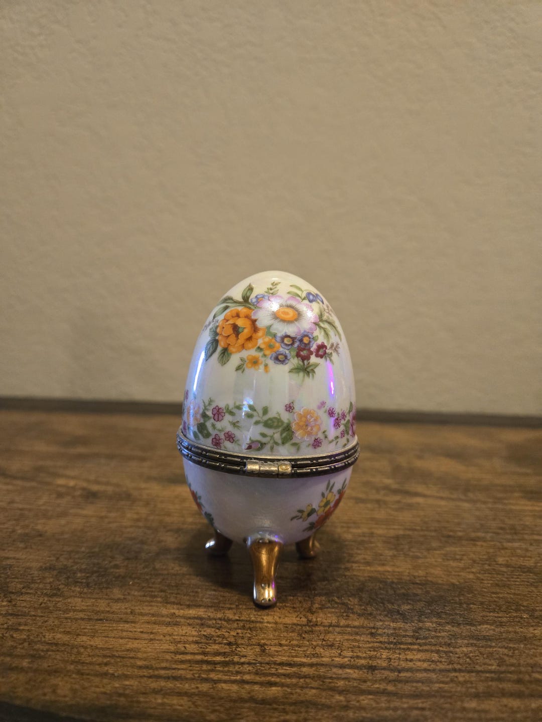 Vintage Footed Ceramic Egg Box Hinged Lid Floral Design - Etsy