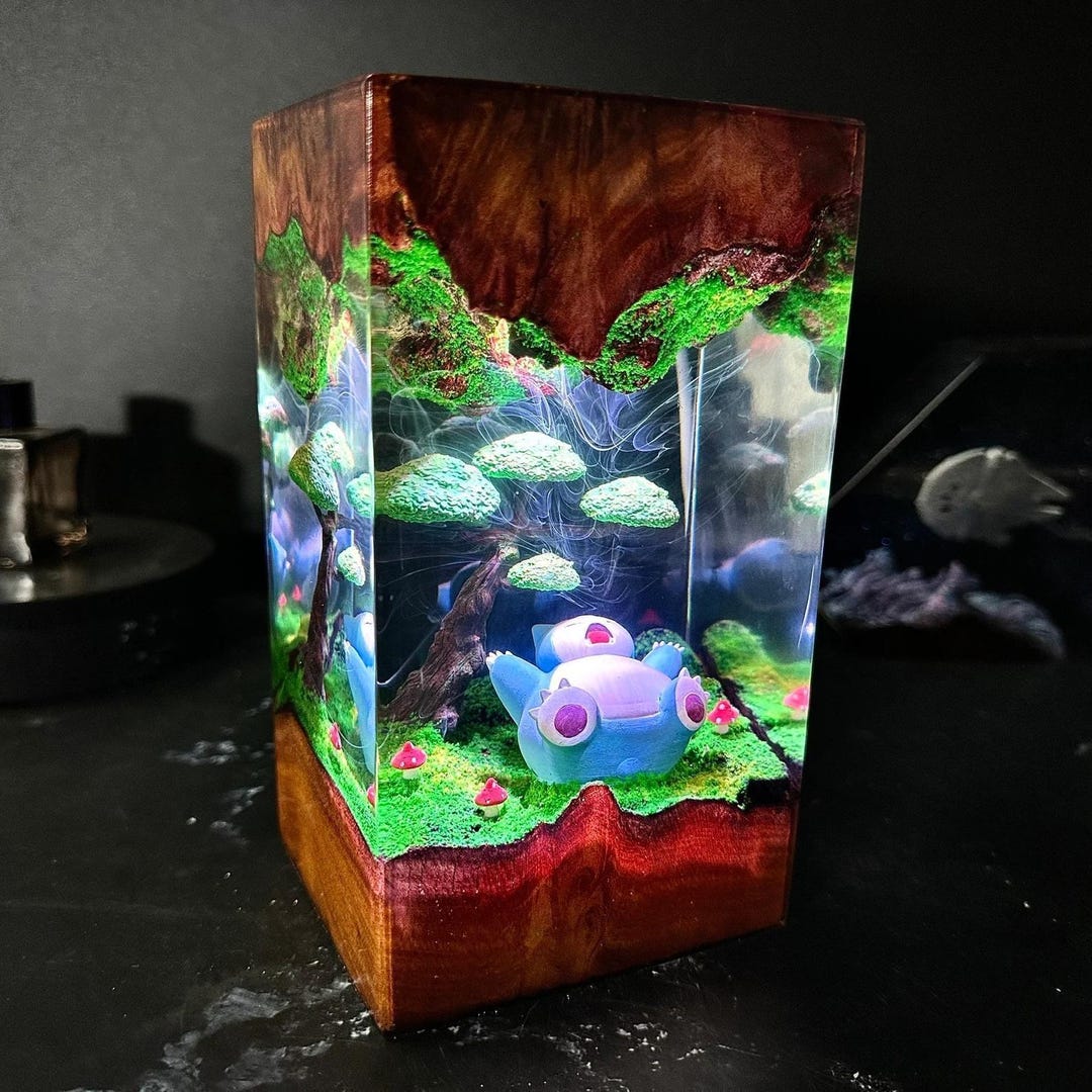 Snorlax Pokémon Resin Lamp | Handmade Forest LED Night Light | Cute ...