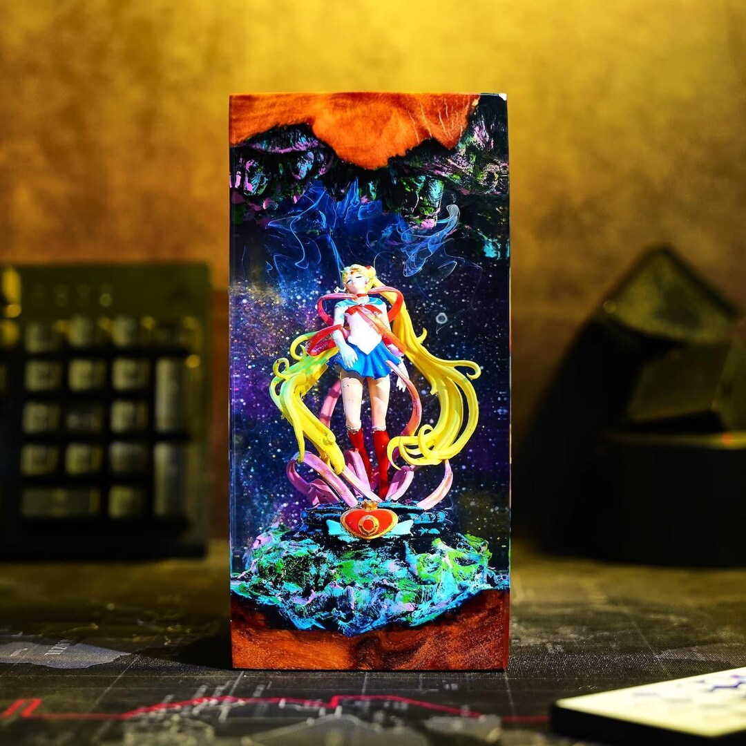 Usagi Sailor Moon Resin Lamp, Magical Girl Anime Decor, Handmade Moon ...