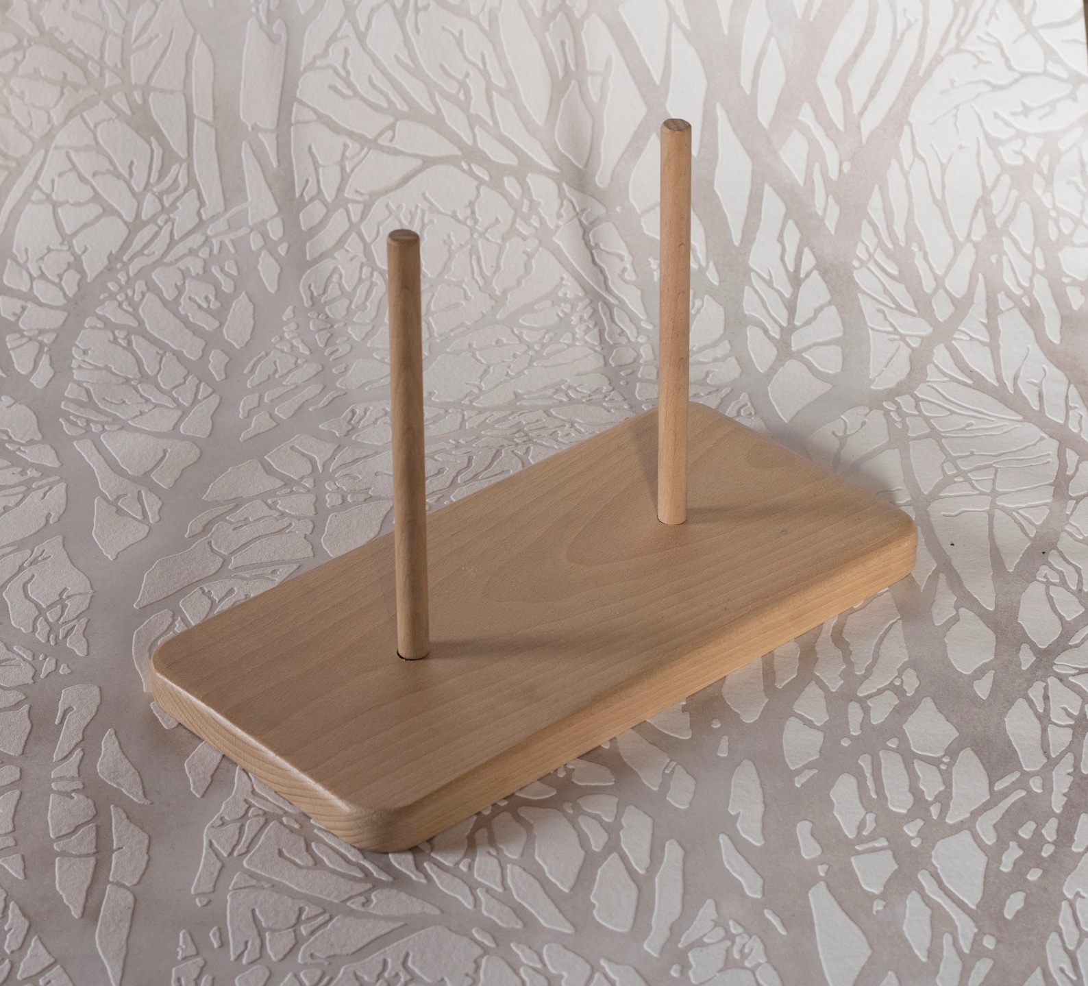 Knitting Yarn Holder Wooden Standdouble Spool Knitters Gift - Etsy