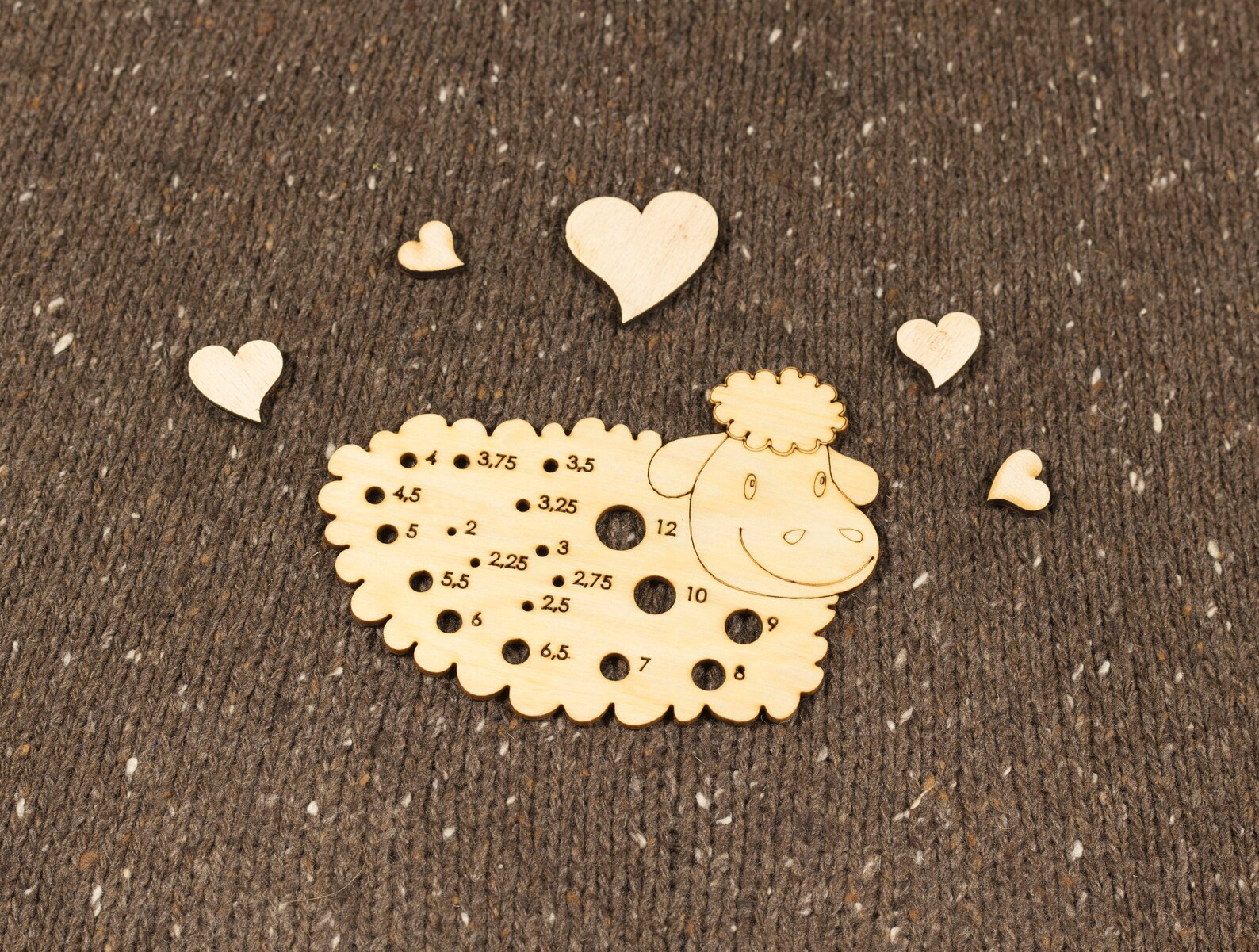 Wooden knitting needle gauge Sheep needle sizer engraved | Etsy