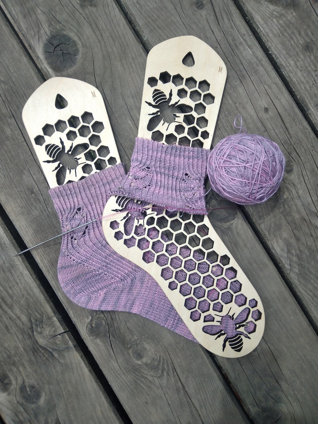Personalized Sock Blockers - Bee, 2 Pcs, Wooden Sock Form, Knitting ...