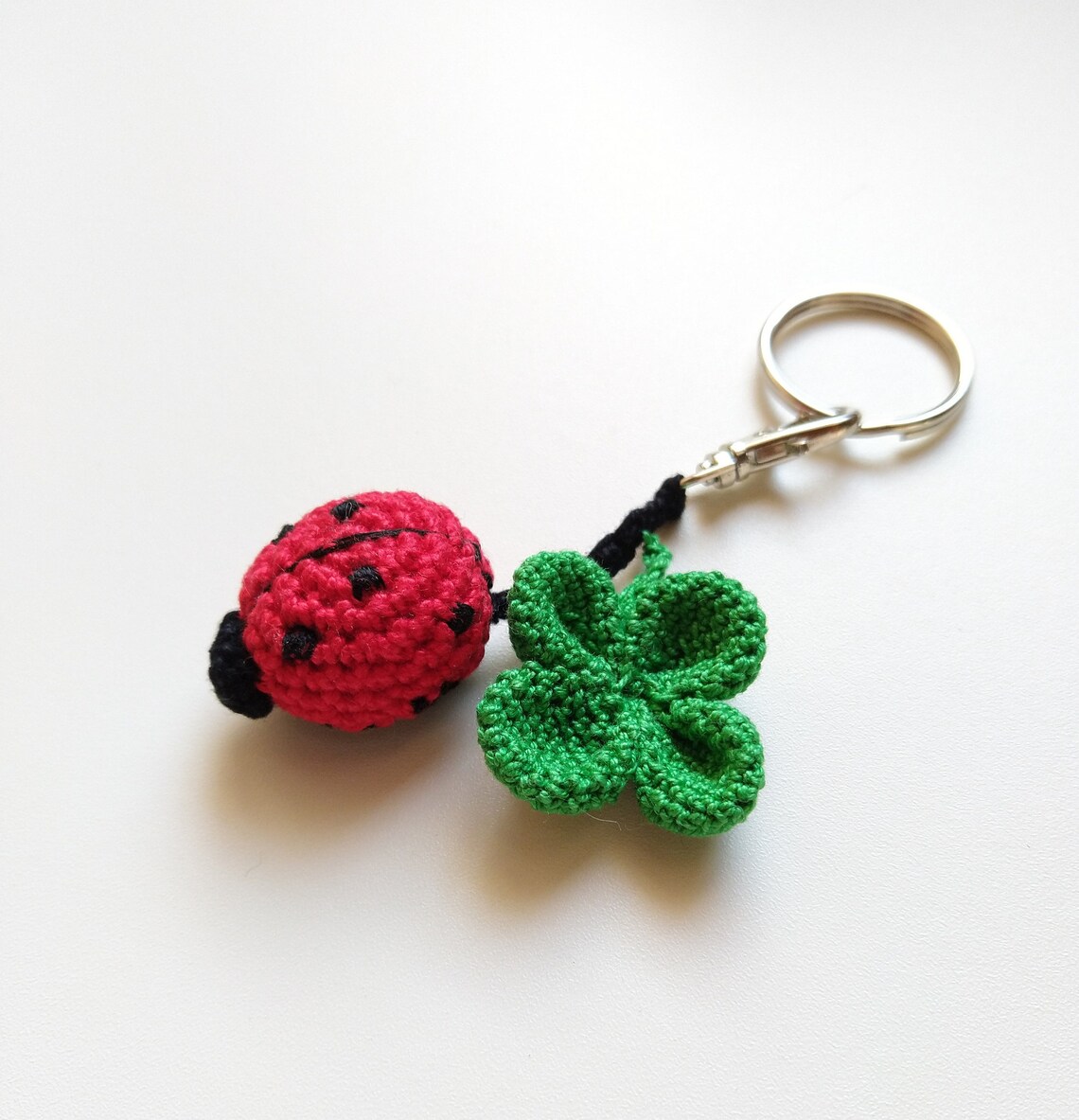 Ladybug and Four-leaf Clover Key Ring - Etsy