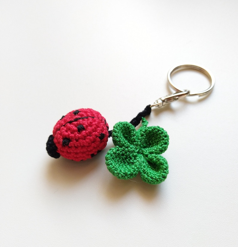 Ladybug and Four-leaf Clover Key Ring - Etsy