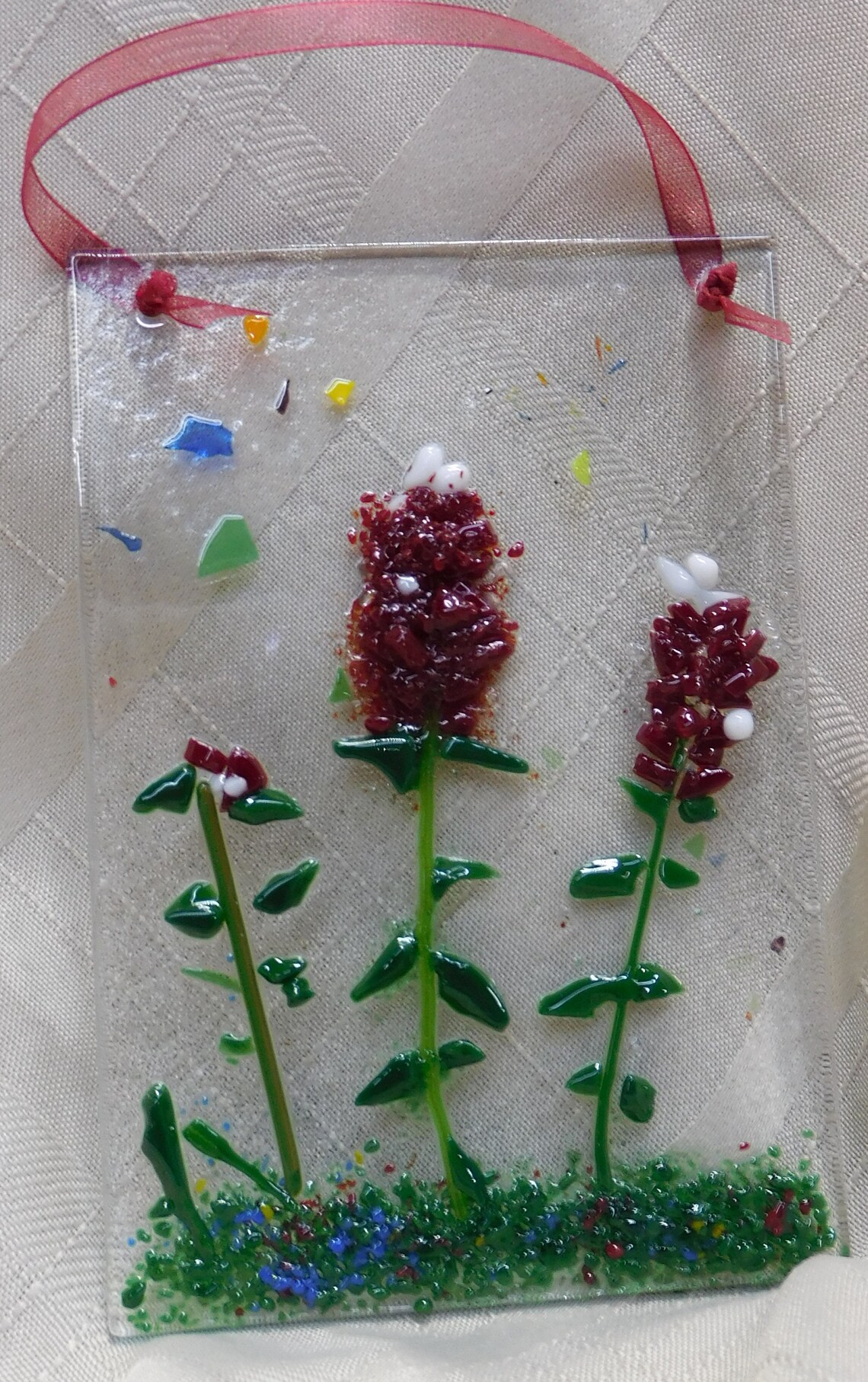 Texas Maroon Bonnets Fused Art Glass Suncatcher 4 X - Etsy