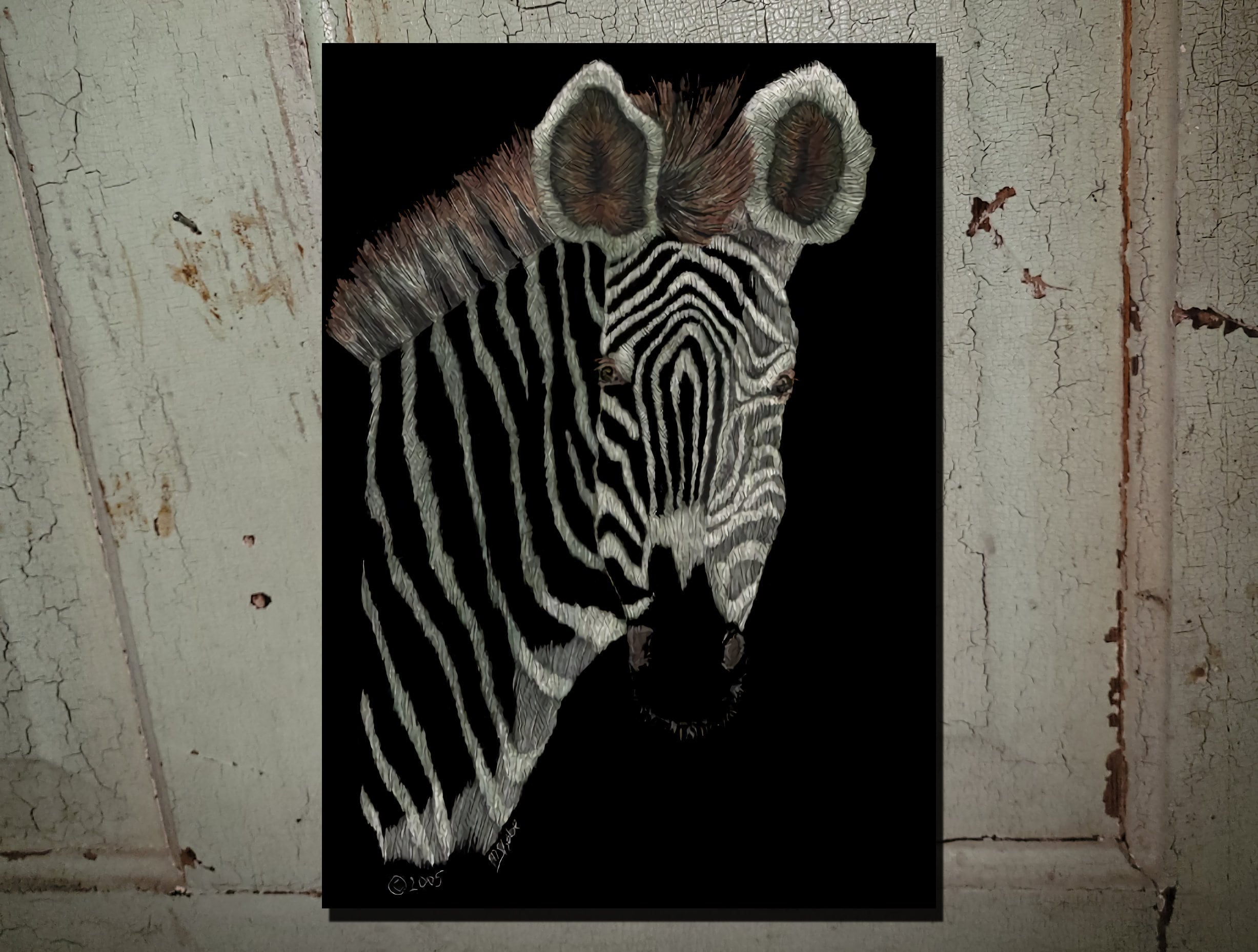 Zebra Print From a Scratchboard Painting by Artist Mary - Etsy