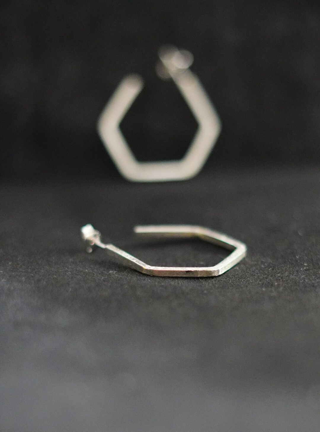 Handmade Geometric Silver Hoop Earrings, Minimalist Sterling Silver ...