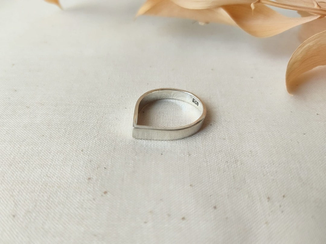 Open Teardrop Ring, Silver Tear Drop Ring, Stackable Silver Ring ...