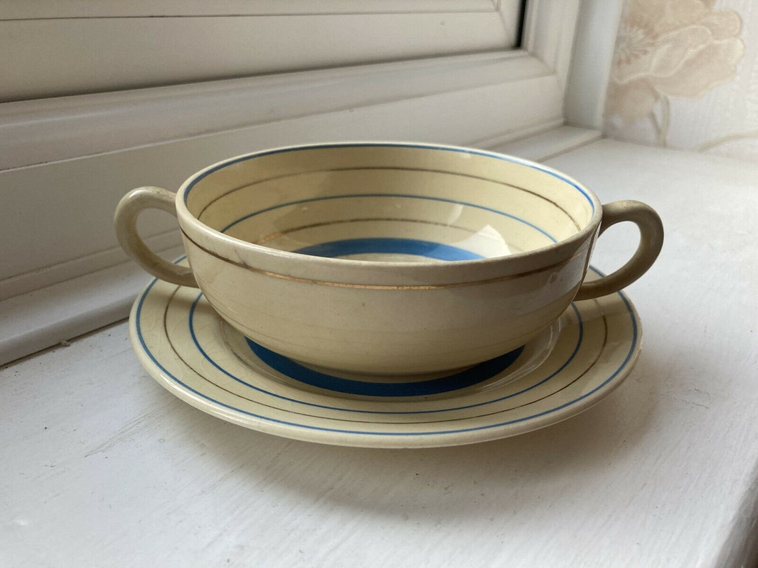Clarice Cliff Banded Soup Bowl and Saucer - Etsy UK