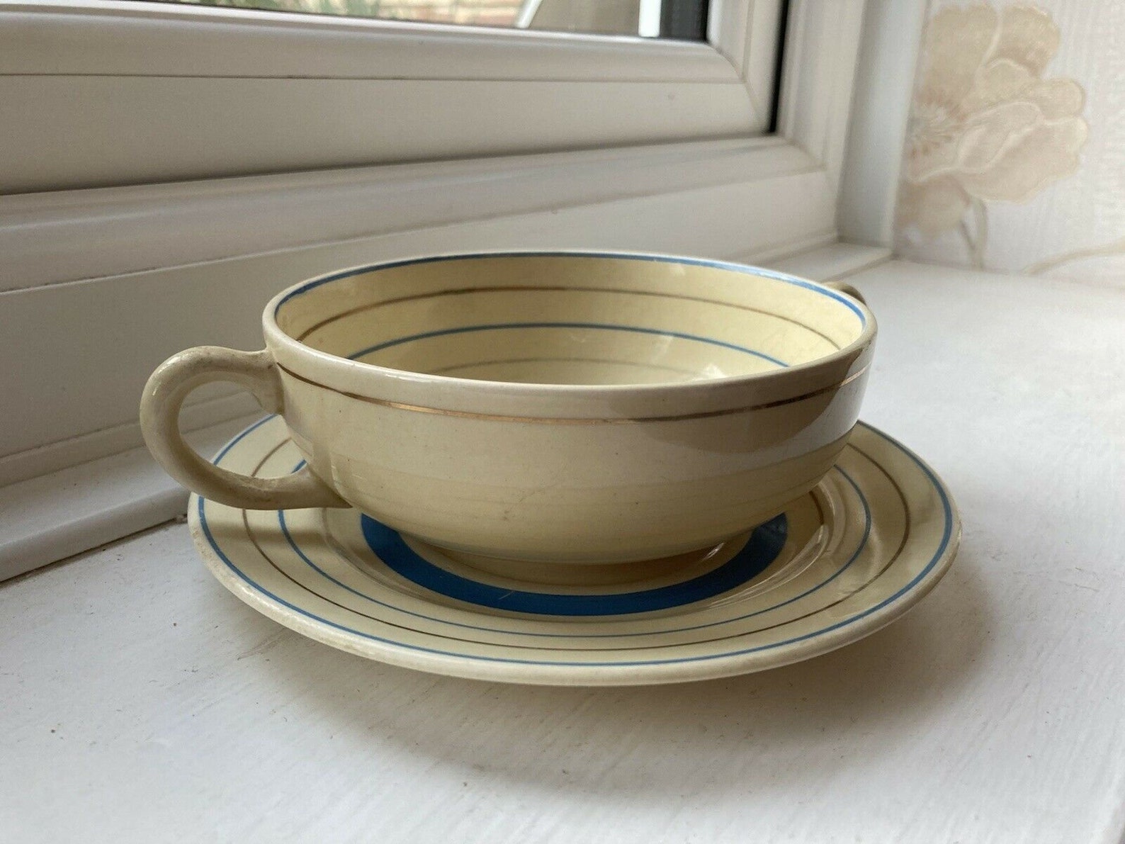 Clarice Cliff Banded Soup Bowl and Saucer - Etsy UK