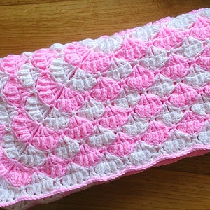 Crochet Baby Blanket Pattern for Girl Pink and White Baby - Etsy
