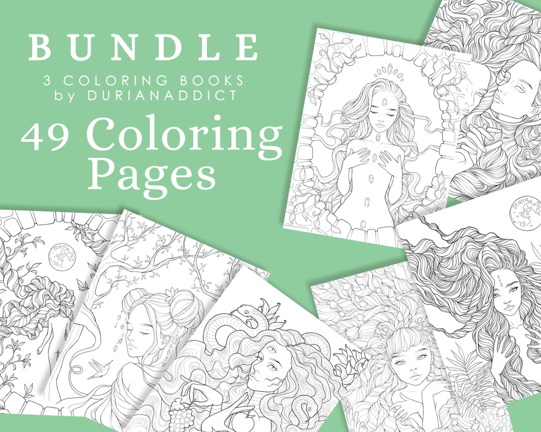 BUNDLE 49 Printable Digital Adult Coloring Pages | Print at Home ...