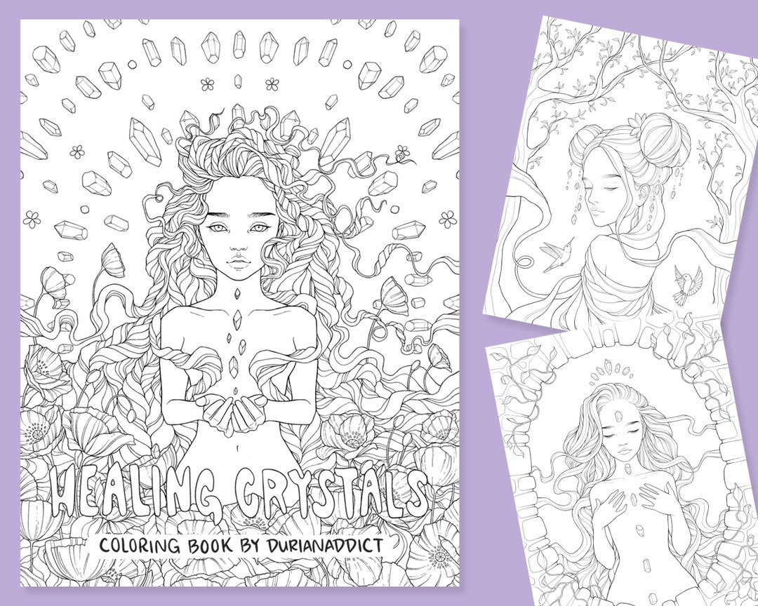 16 páginas para colorear imprimibles para adultos / Cristales - Etsy México