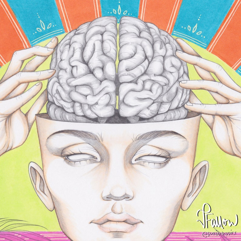 Digital Art Print Trippy Wall Art Psychedelic Poster Brain | Etsy