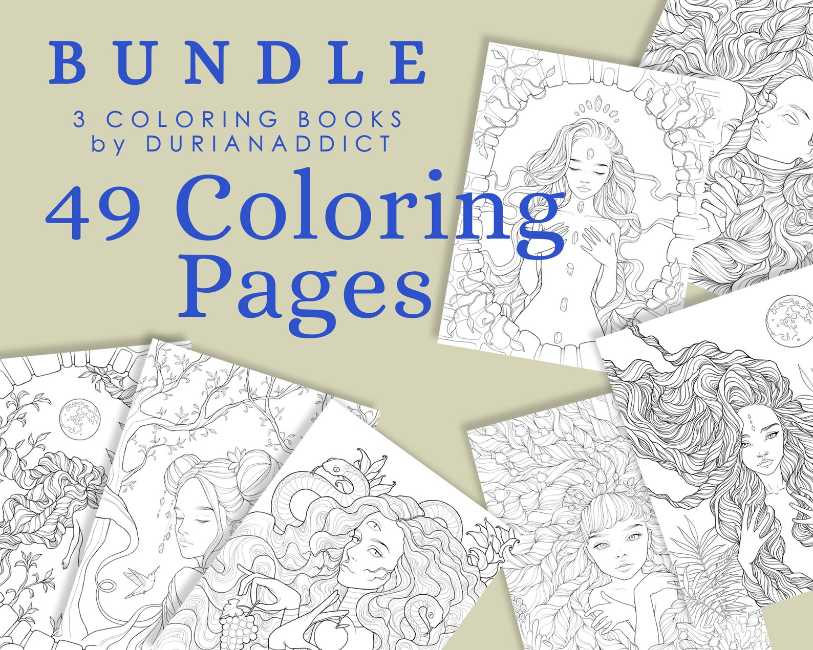 BUNDLE 49 Printable Digital Adult Coloring Pages Print at - Etsy