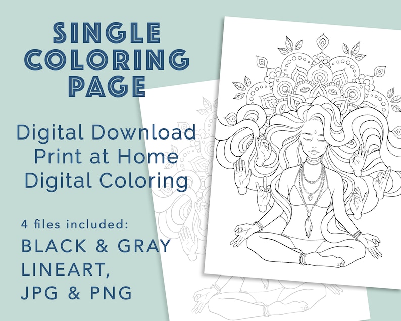 Meditation Mandala Coloring Page – Hand-drawn Digital Download ...