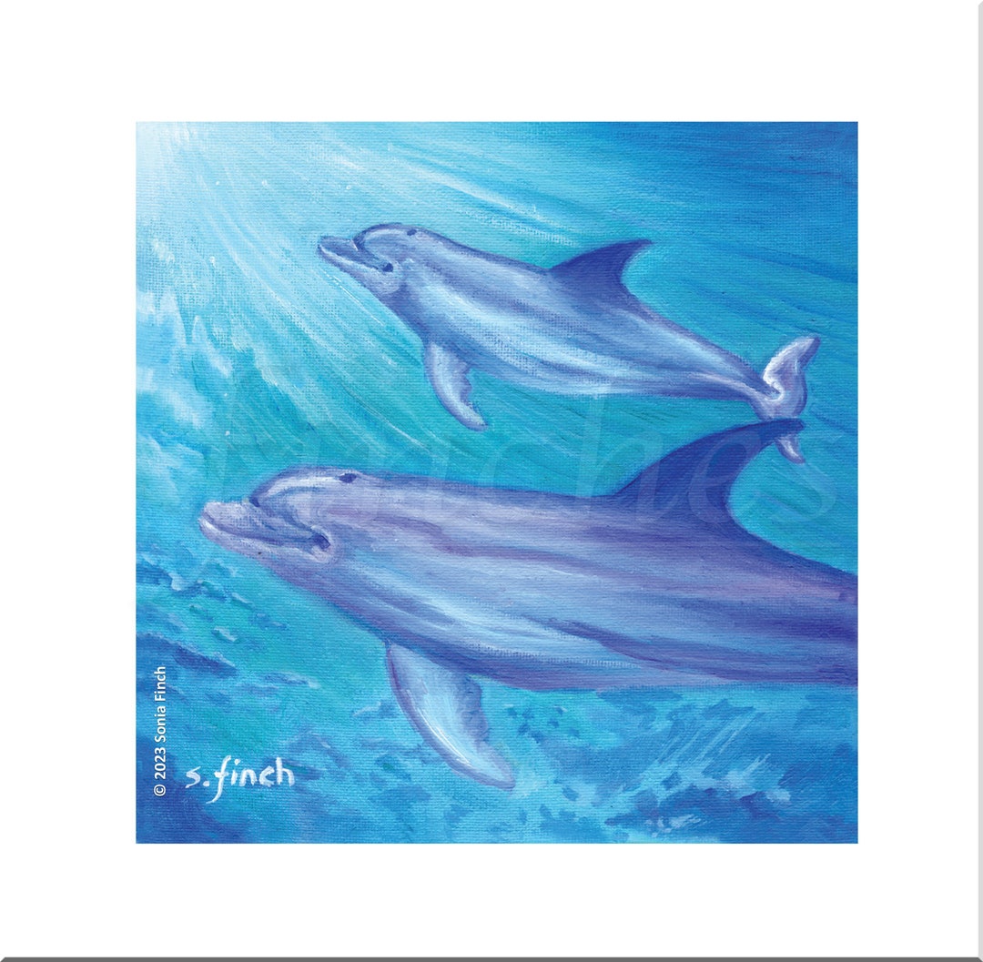 Spirit of Dolphin Thank You Card. Marine Wildlife Art. Male Birthday ...