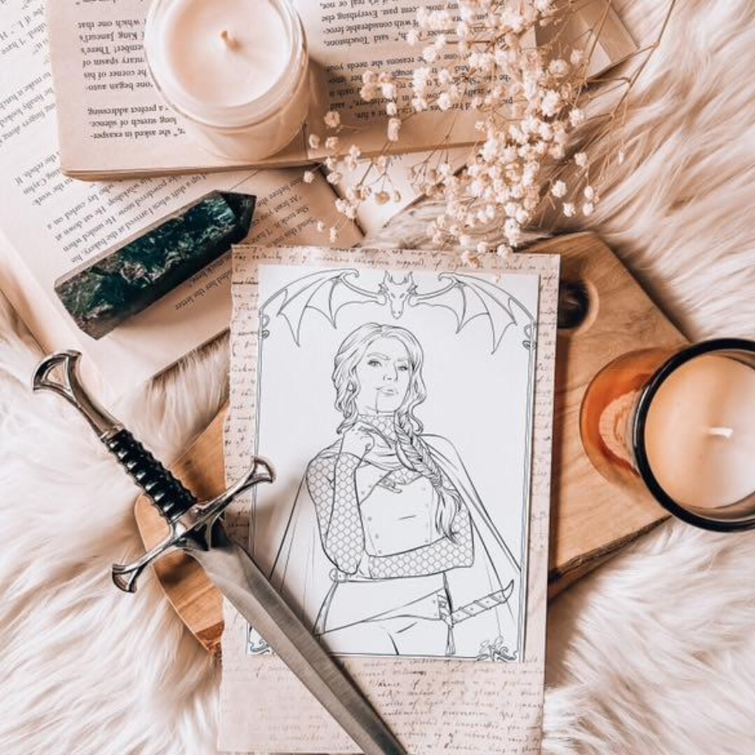 Fiver Friday, Coloring Page Print, Manon Throne of Glass - Etsy