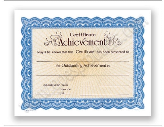 34625CA (blue Certificate of Achievement) - Etsy