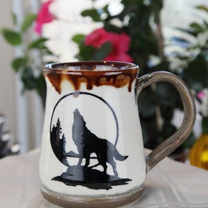 Wolf Pottery Mug, Hand Crafted, Unique, Makes a Great Gift - Etsy