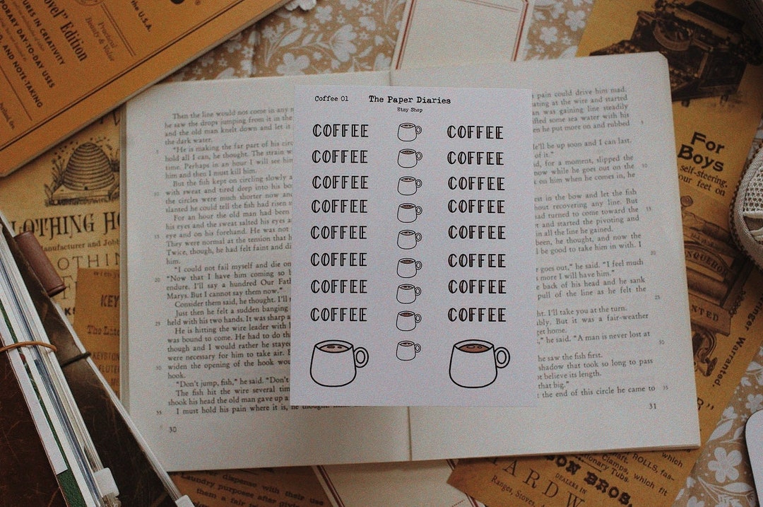 Handwriting: Coffee Handlettered Word Sticker Sheet Icon - Kiss-cut ...