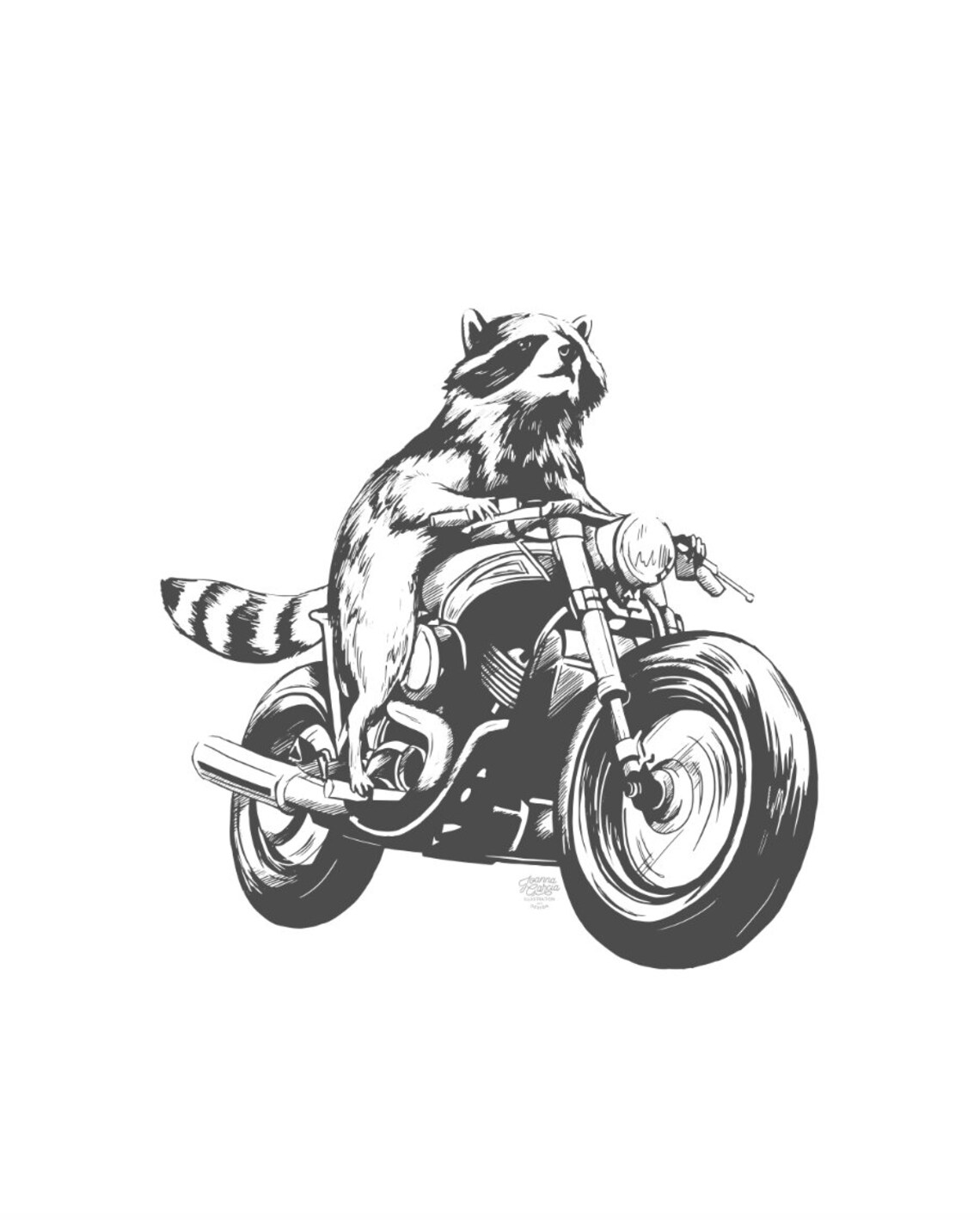 Raccoon Art Print Raccoon on Motorcycle Motorcycle Artwork | Etsy