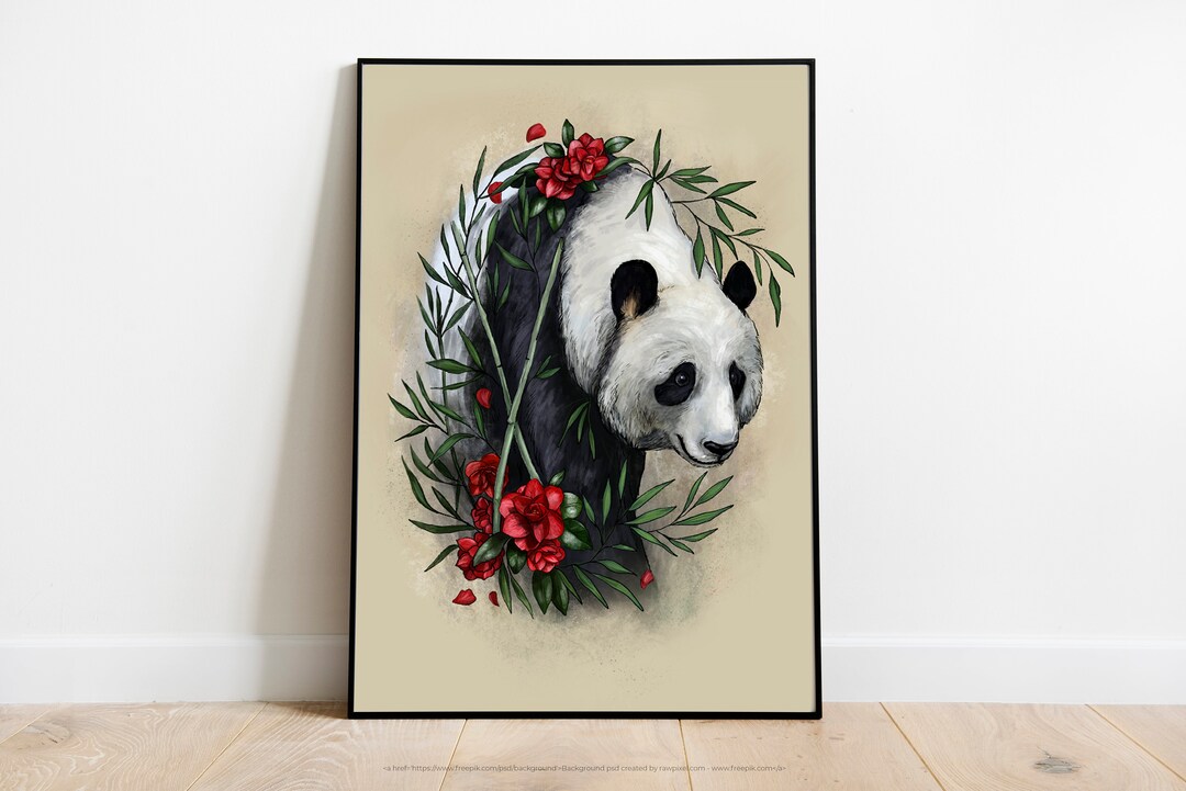 Panda Bear Art Print, Panda Art, Endangered Animal Art, Panda ...
