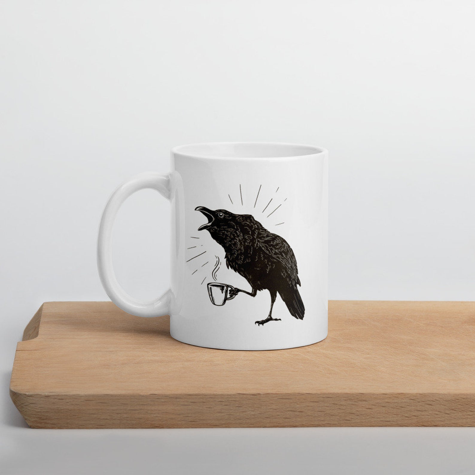 Raven and Coffee Mug Crow Mug Raven Mug Crow Art Raven - Etsy