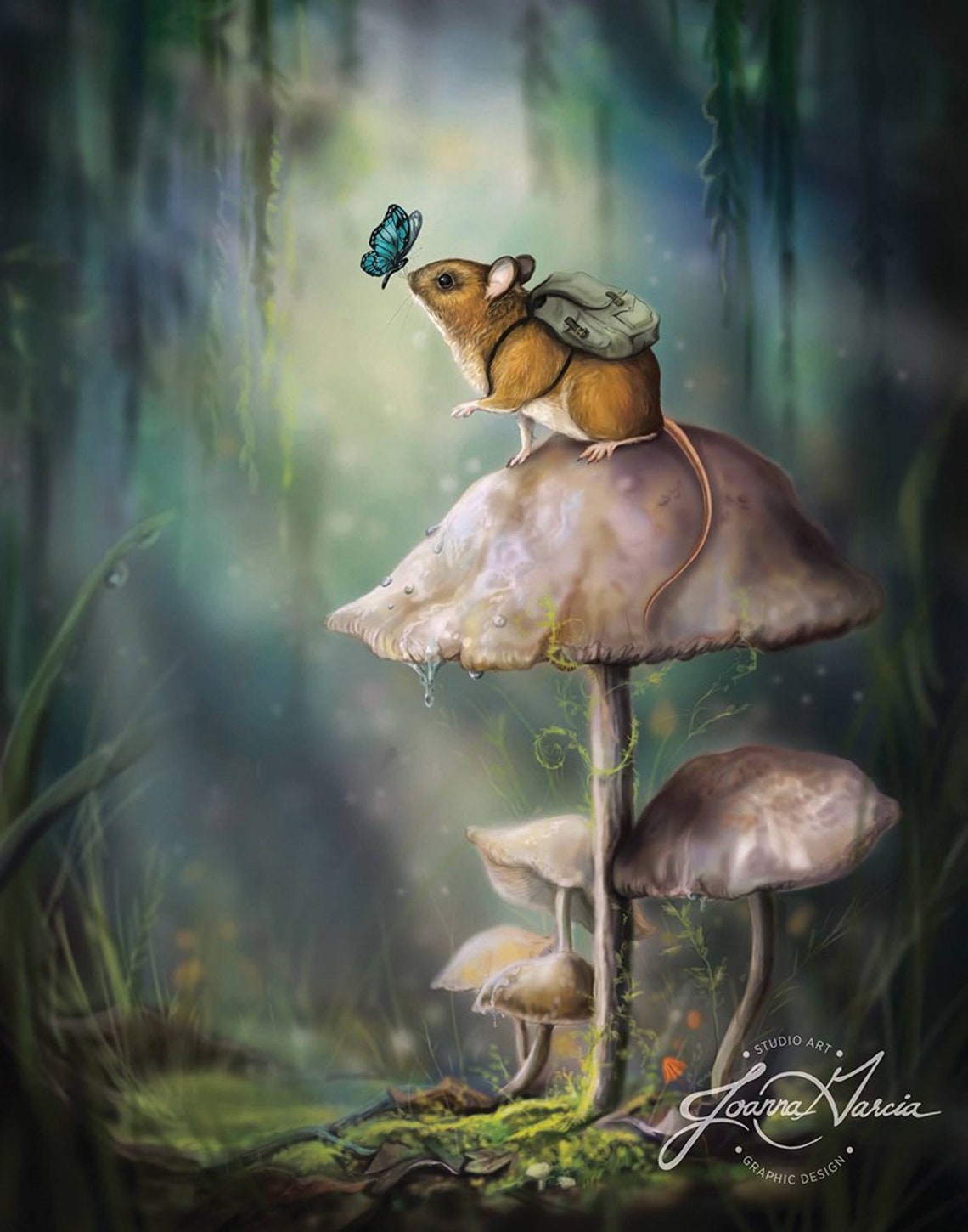 Digital Animal Painting Mouse Surrealism art forest | Etsy