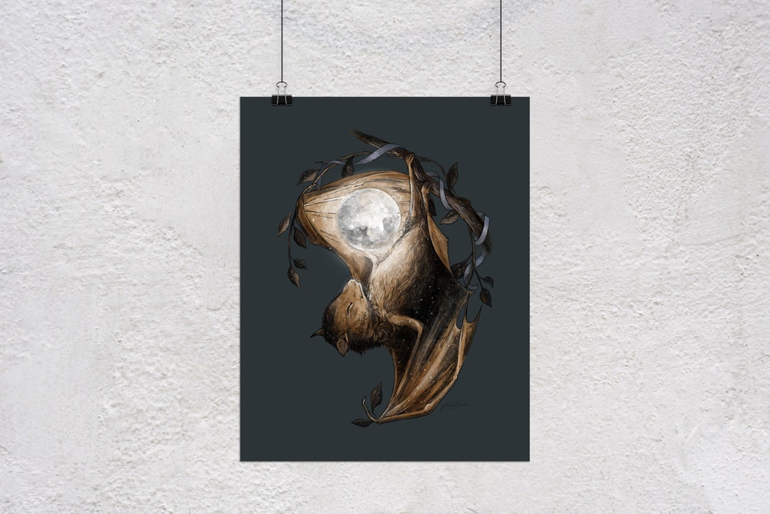 Bat Art Print, Night Sky Art, Bat Artwork, Animal Art Print - Etsy