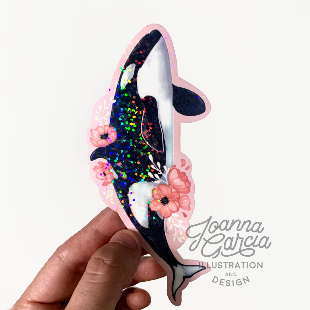 Orca Vinyl Sticker, Glitter Whale Sticker, Holograph Sticker, Killer ...