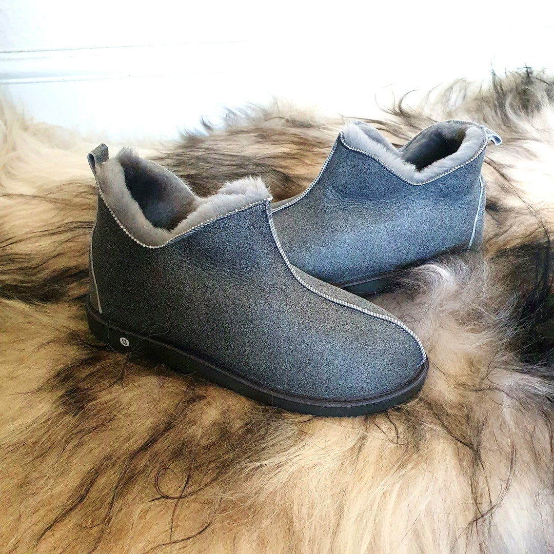Mens Genuine Sheepskin Slippers Boots 100% Leather Natural Fur - Etsy