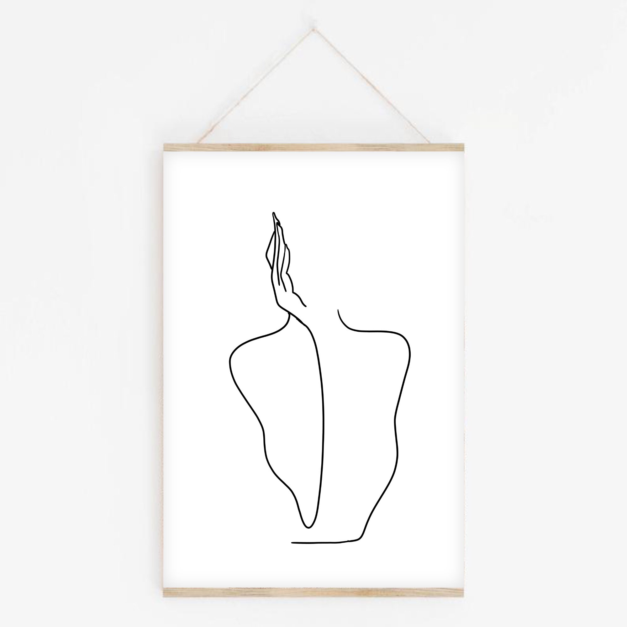 Female Figure Line Art/boho Hand Silhouette Outline Digital Print Set 3 ...