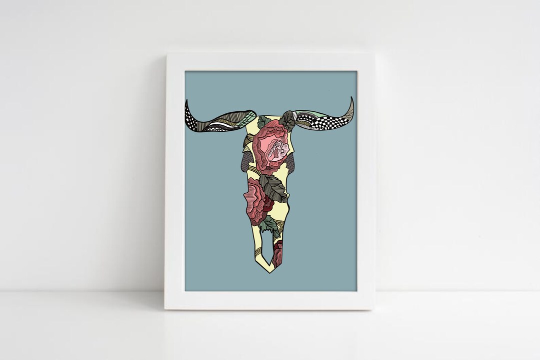 Bull Horns Abstract Patterned Character Digital Print (2 of 3-part ...