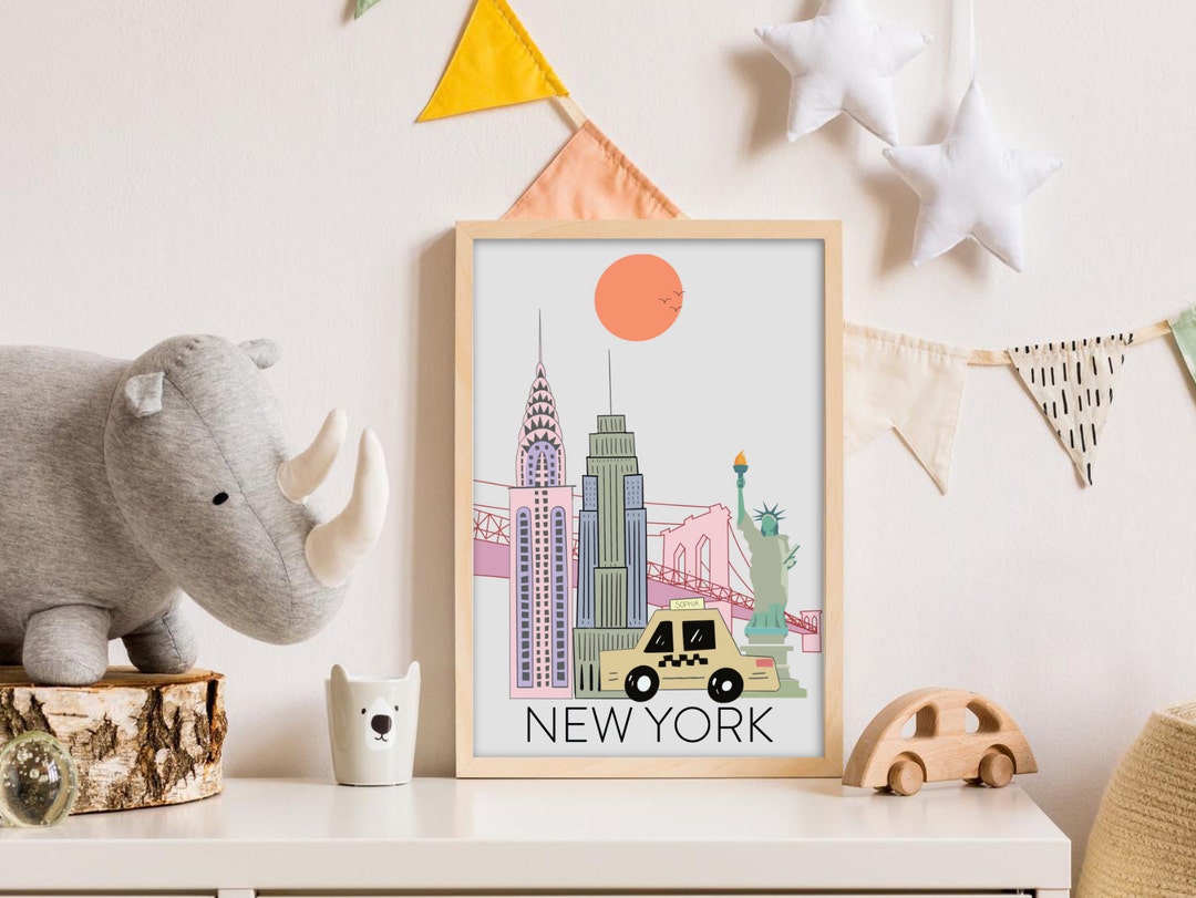 CUSTOM New York NYC Cityscape Map Print/digital Illustration - Etsy